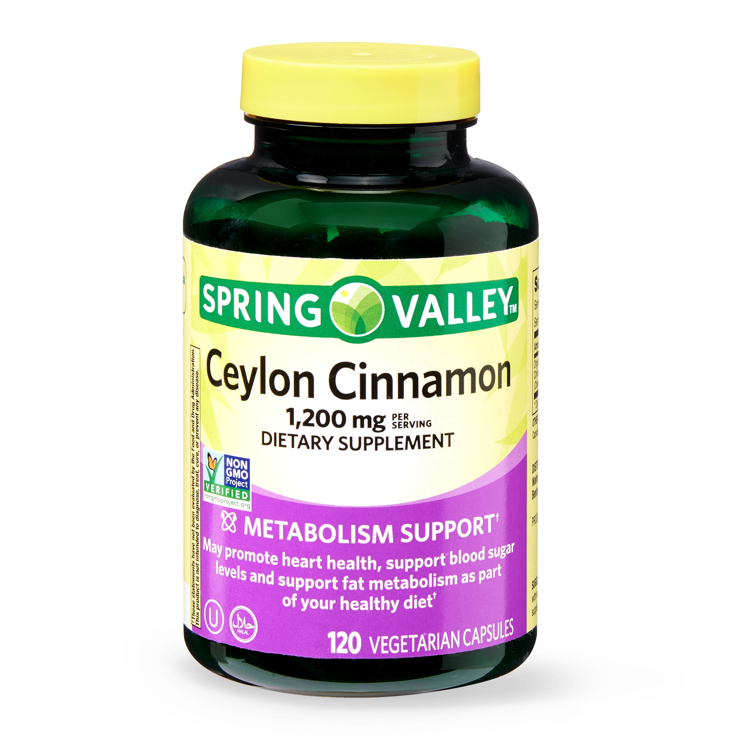 Spring Valley Ceylon Cinnamon Vegetarian Capsules 1200 Mg 120 Count