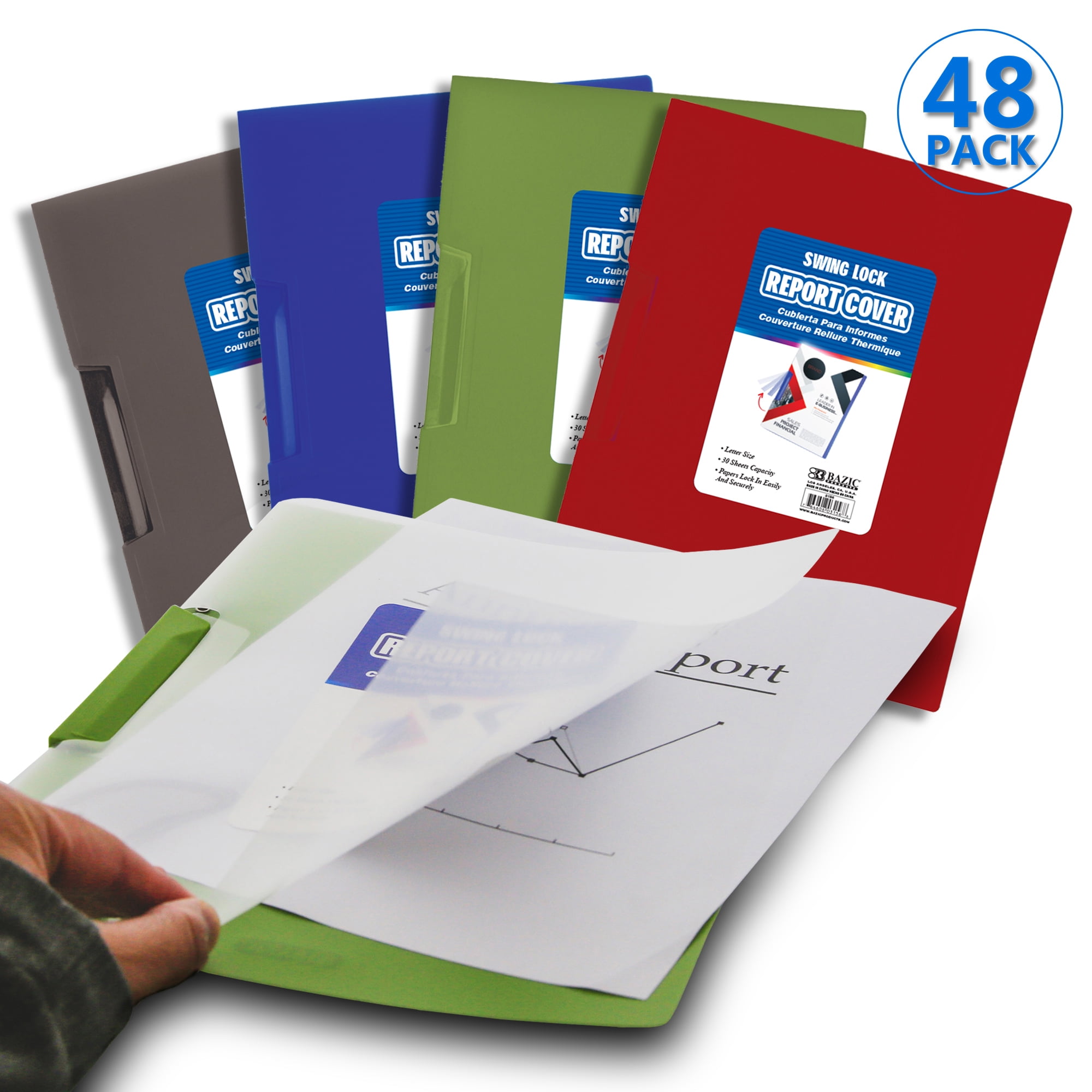 BAZIC Poly Folder Swing-Lock Report Cover, Document, 48-Pack - Walmart.com