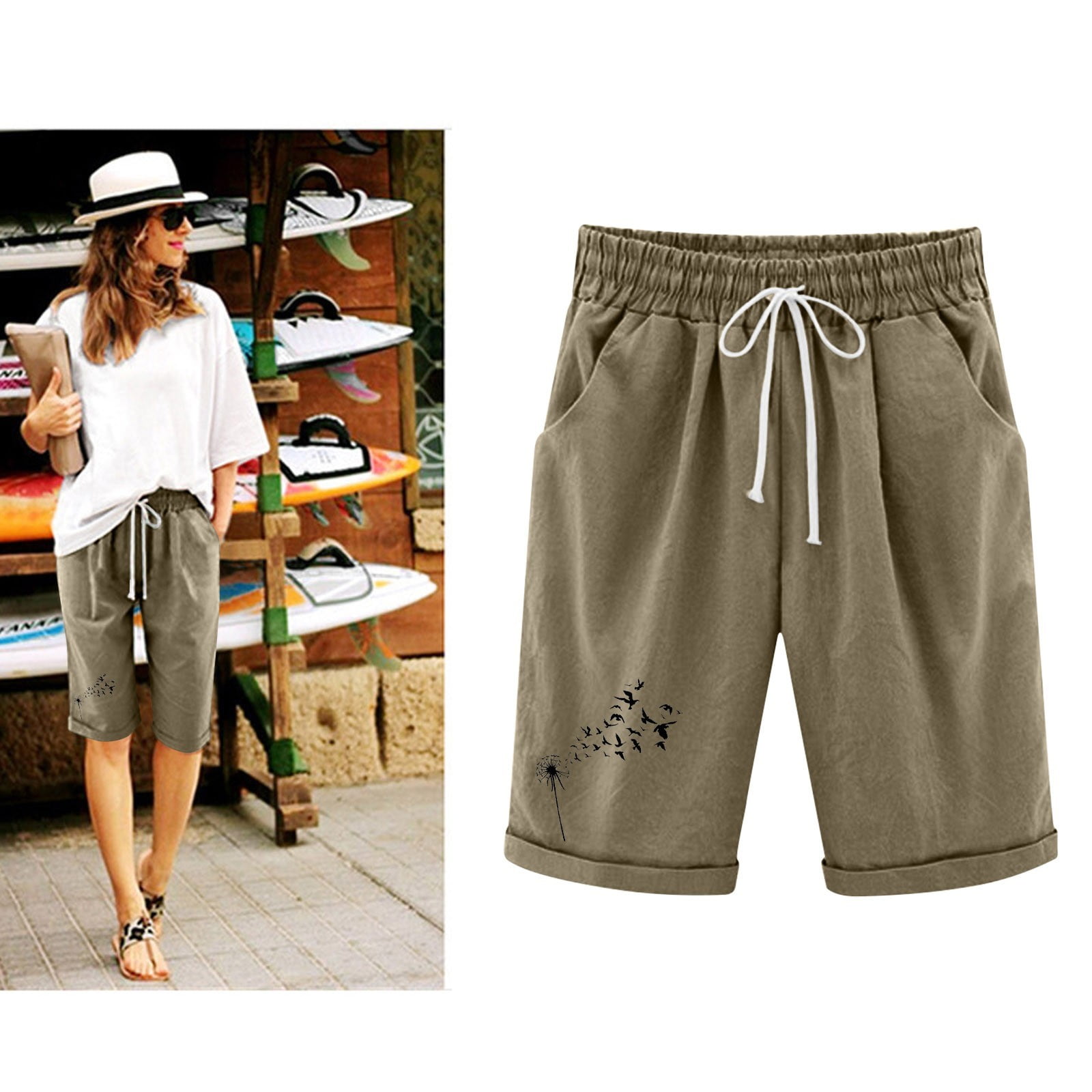 Aoujea Womens Shorts Women Plus Size Shorts Womens Summer Printed