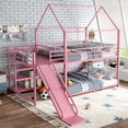 HMYG Full Metal House Bunk Bed with Storage Stairs,Slide,Safety Rails ...