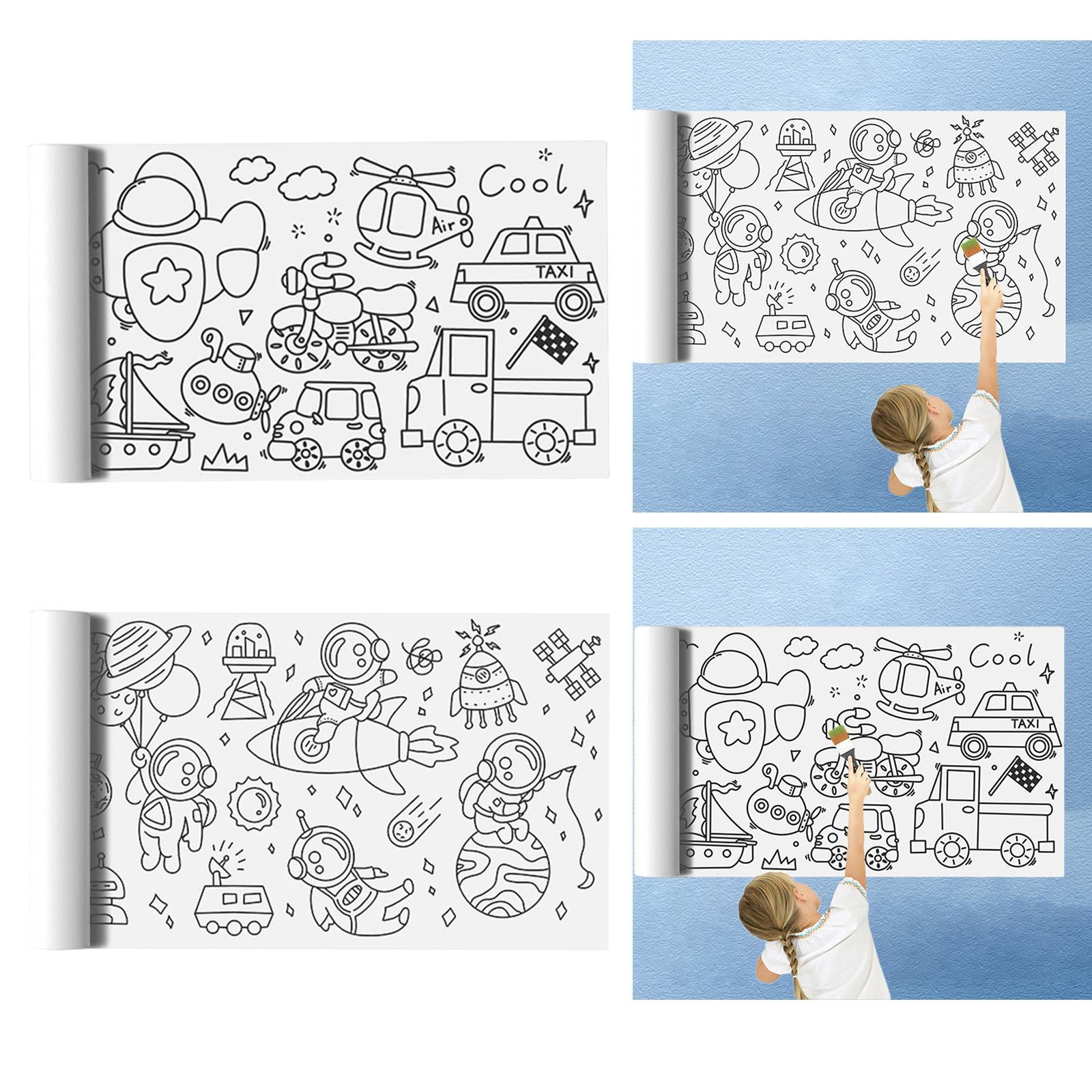 2 Pieces Kids Coloring Paper Roll Colorable Sticky Toddlers Coloring ...