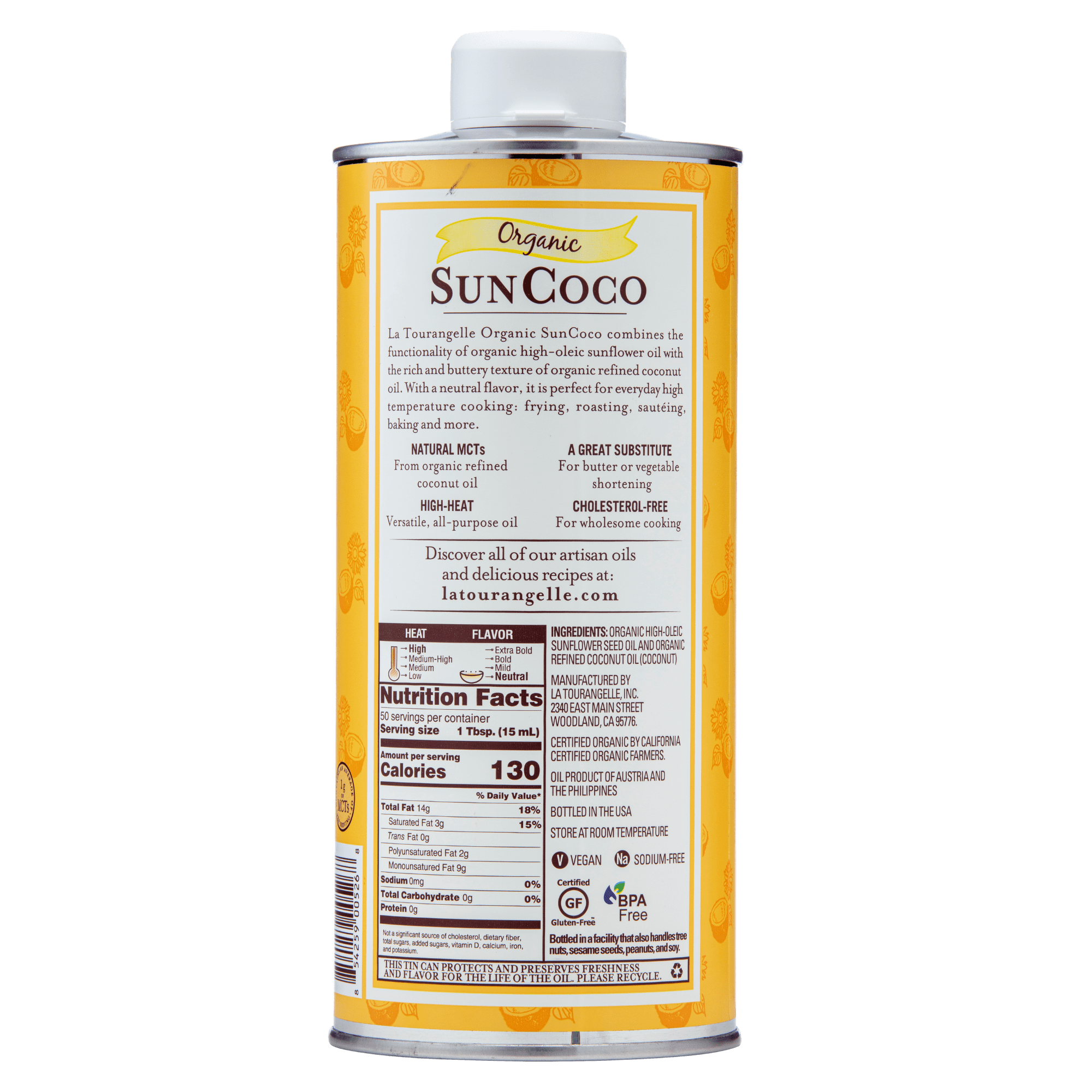 La Tourangelle Organic Sun Coco Oil, 25.4 Fl Oz, Blend of Organic ...