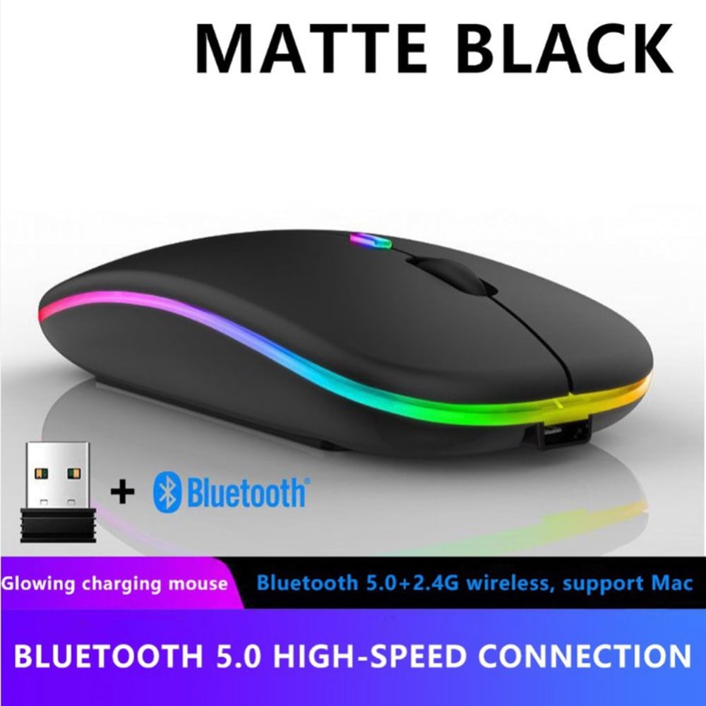 YiLBX 2.4G & Bluetooth 5.0 LED Wireless Mouse, Super-Slim Rechargeable ...