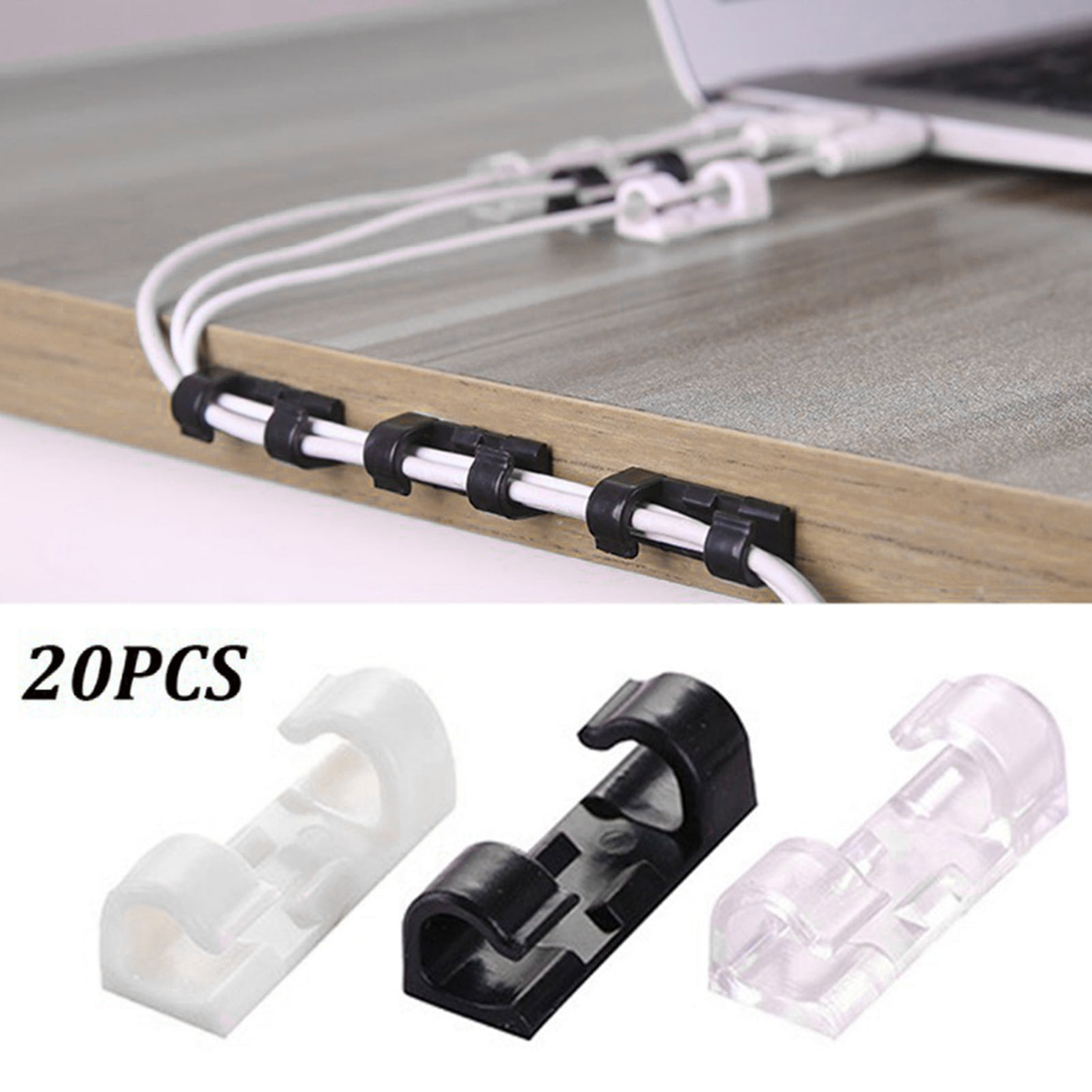 20Pcs Cable Manager Non-toxic Easy to Install ABS Clips Office Cable ...