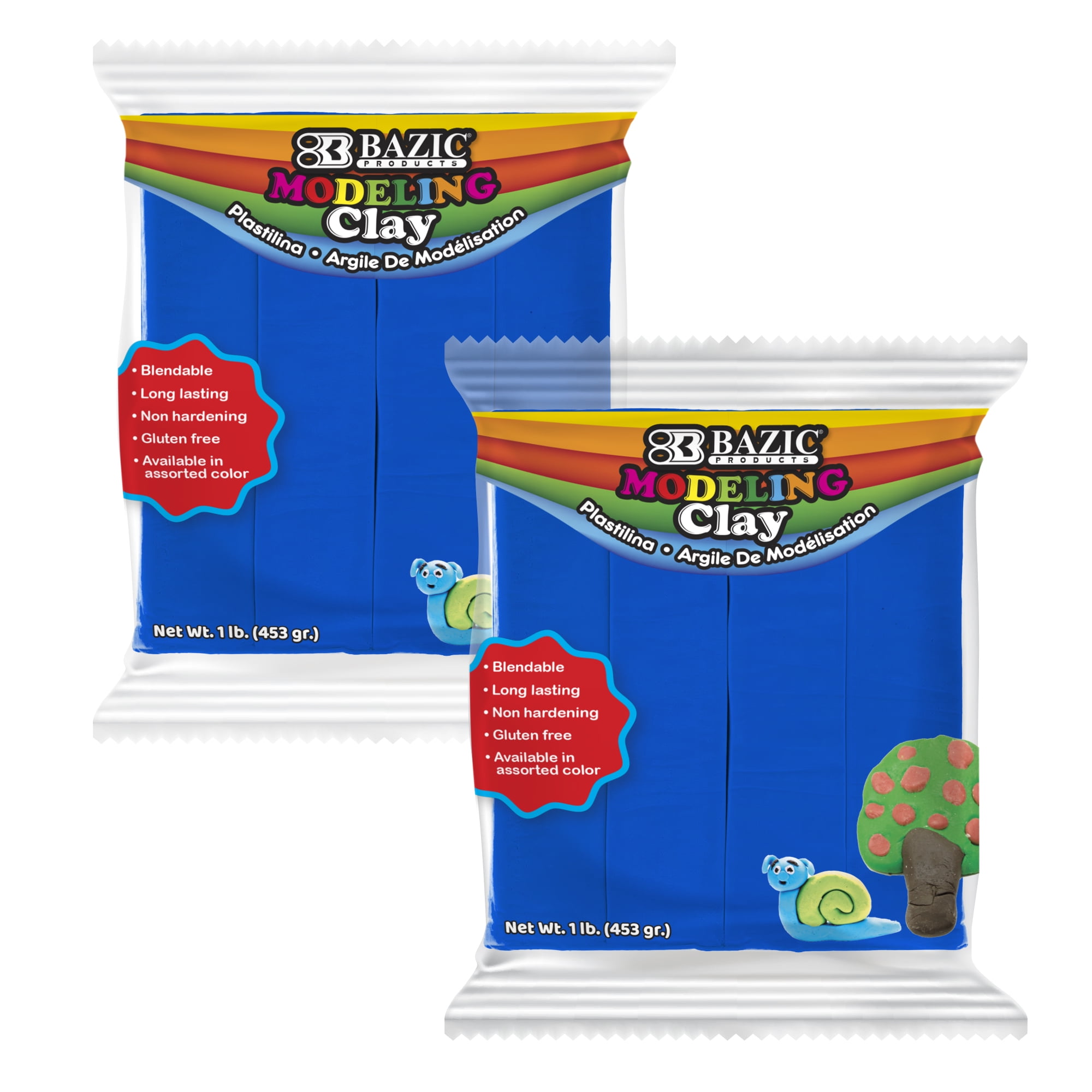 BAZIC Modeling Clay Blue Color 1 LB, Non Toxic Dough for Crafting, 2 ...