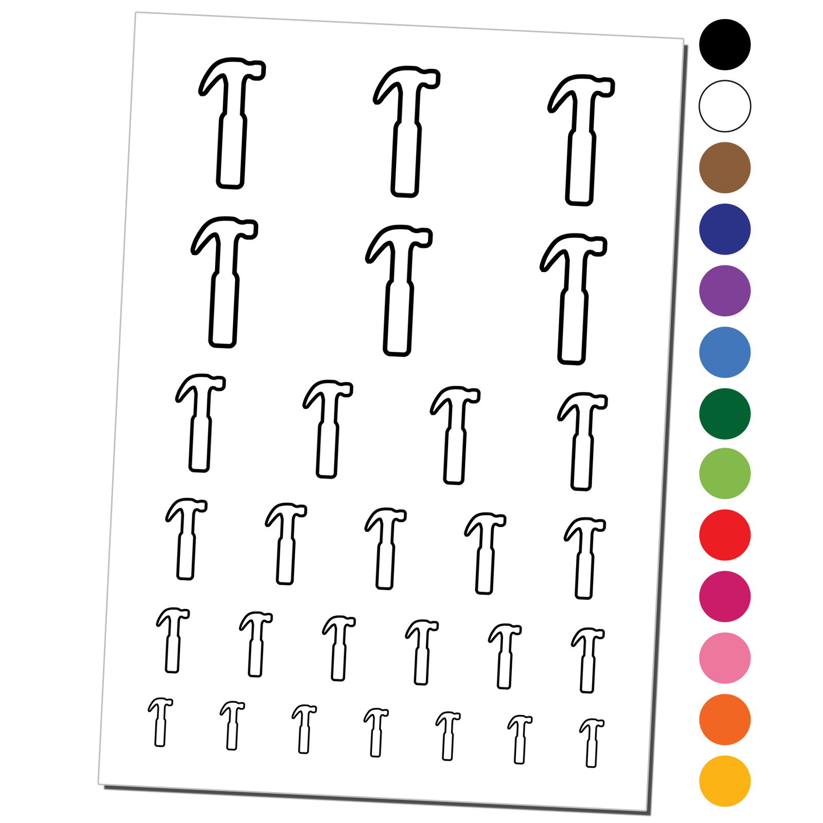 Hammer Tool Outline Water Resistant Temporary Tattoo Set Fake Body Art ...