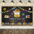 First Day of Preschool Photo Backdrop Globe Books Chalkboard ...