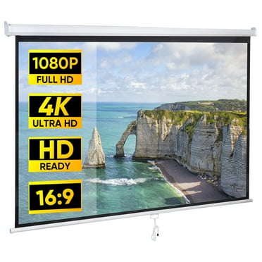 ZENY 80 inch Retractable Outdoor Projection Movie Screen, Manual Pull ...
