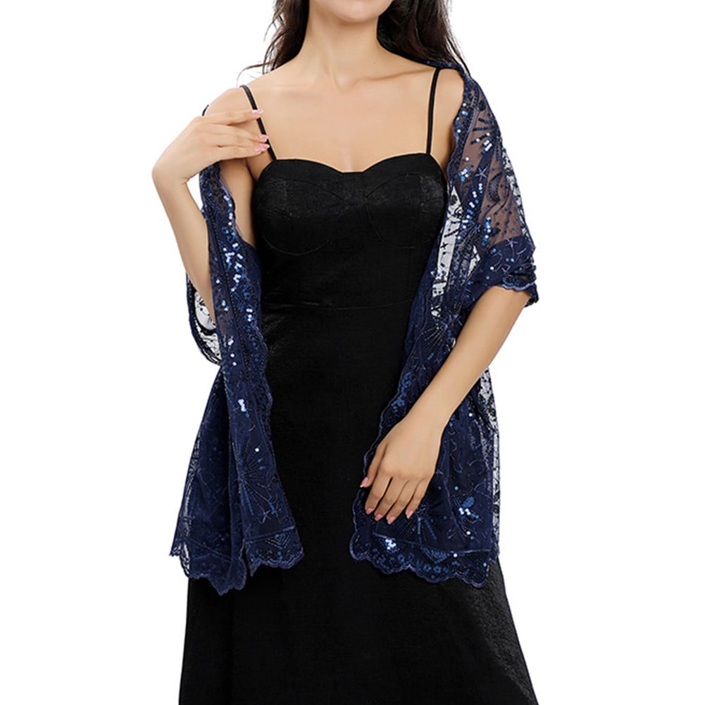 Sequin Glitter Beaded Shawl Scarf Wrap Formal Evening Party Prom ...