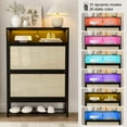 IKIFLY Black Rattan Shoe Cabinet with LED Light, Shoe Rack Cabinet with ...