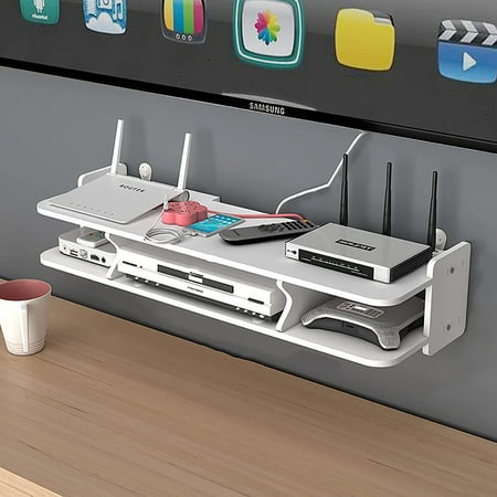 Wall Shelf Router Set-Top Box,Floating TV Stand Cabinet Multimedia ...