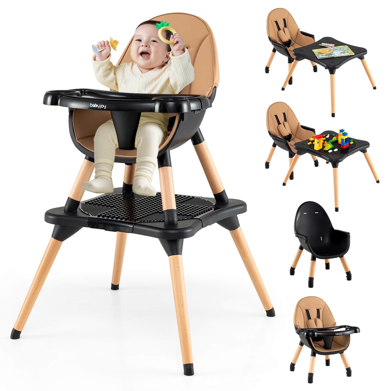 Costway 6-in-1 Convertible Table Chair Set for Babies & Toddlers with ...