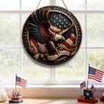 American Bald Eagle Themed Wreath Sign, Round Wooden Decor Patriotic ...