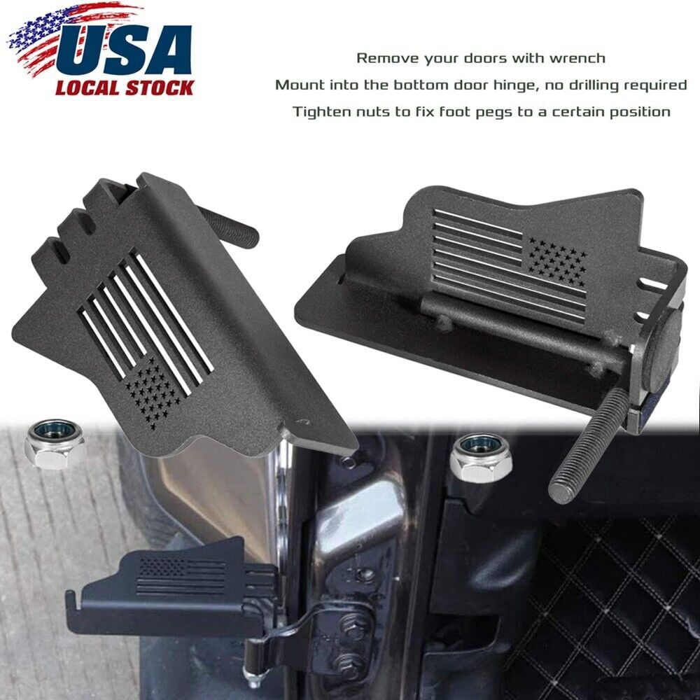 Pair Metal Front Door Foot Pegs Rest Pedal Fit for Jeep Wrangler JK JL ...