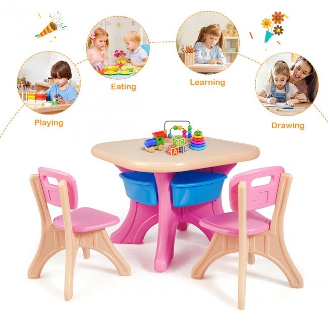 EEPHO Kids Activity Table and Chair Set Play Furniture with Storage ...