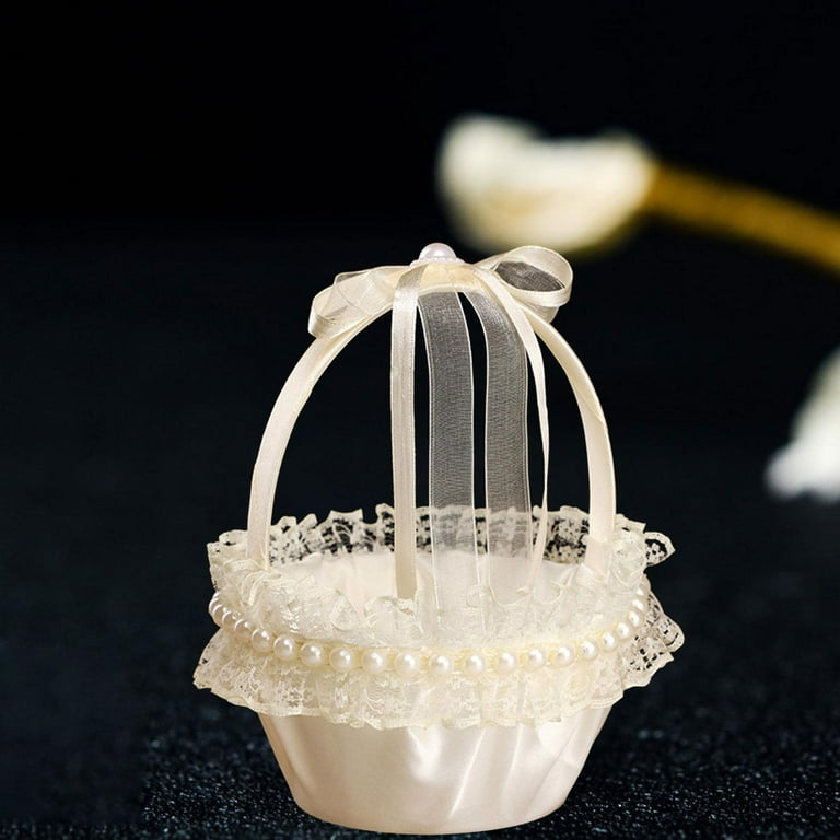 Elegant Wedding Program Baskets Lace Petal Fruit And Basket With