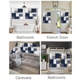 Abstract Blue Grey White Patchwork Short Blackout Curtains 36 Inch Long ...