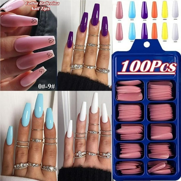 100pcs Box Coffin Ballerina False Nail Tips Full Cover Coffin Ballerina