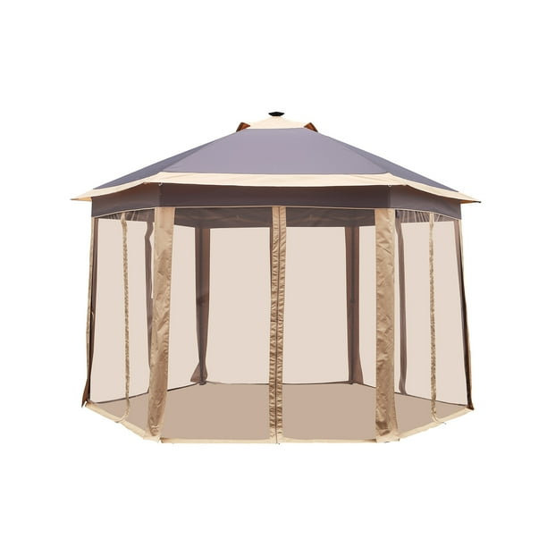 Outdoor Basic Lighted Portable 6-Sided Pop Up Gazebo Canopy with ...