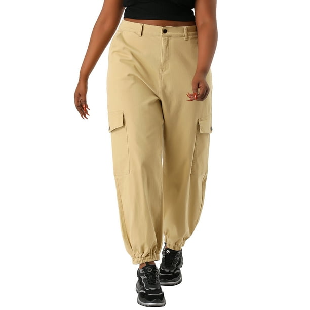 Unique Bargains Womens Plus Size Elastic High Waist With Pocket
