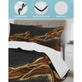 Black Gold Marble Quilts Bedding Set Queen Size Brown Luxury Modern ...