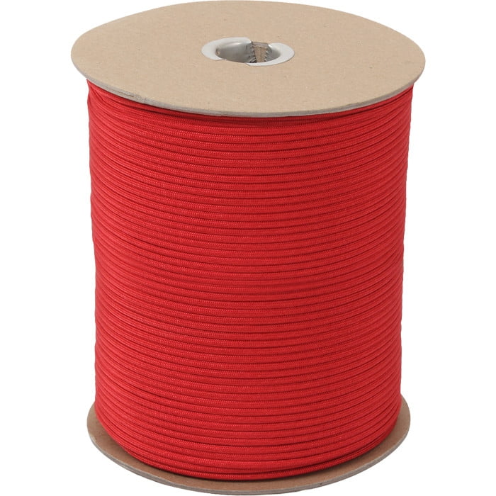Red - Military Grade 550 LB Tested Type III Paracord Rope 1000' - Nylon ...