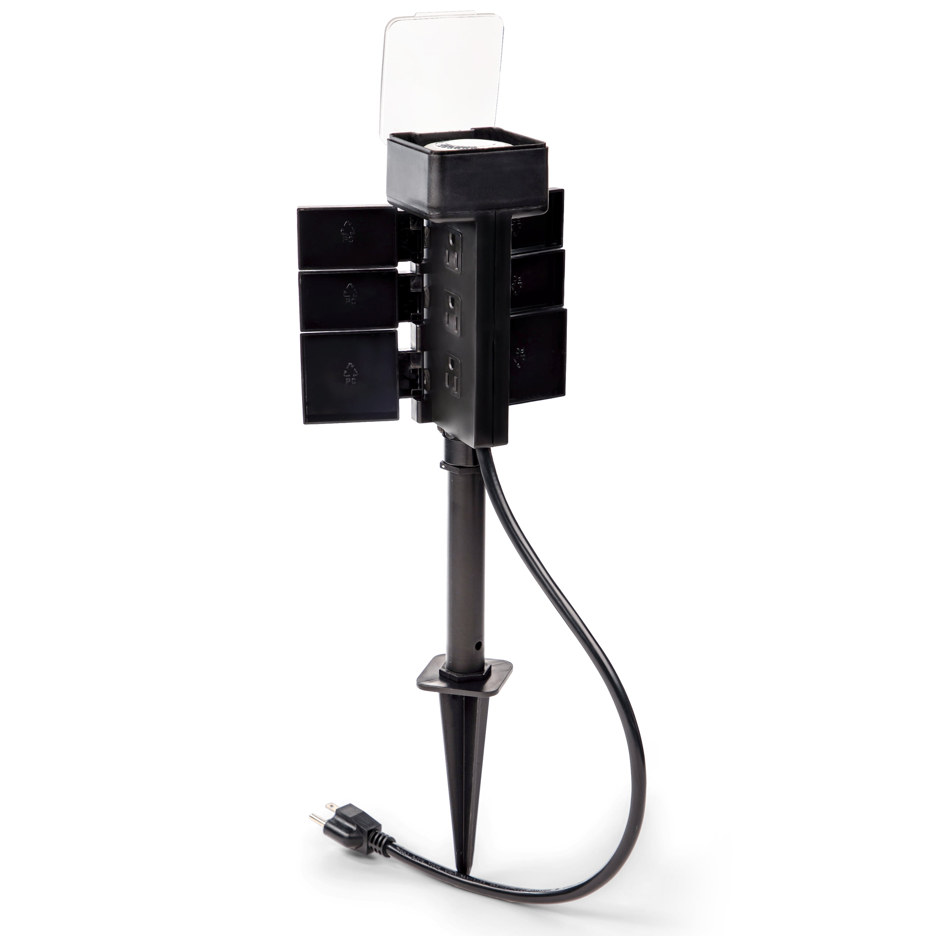Black + Decker Outdoor Garden Spike 6 Grounded Outlets Timer - Walmart.com
