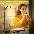 OUTON Set of 2 Dimmable Table Lamps with USB Ports, Linen Lampshade ...