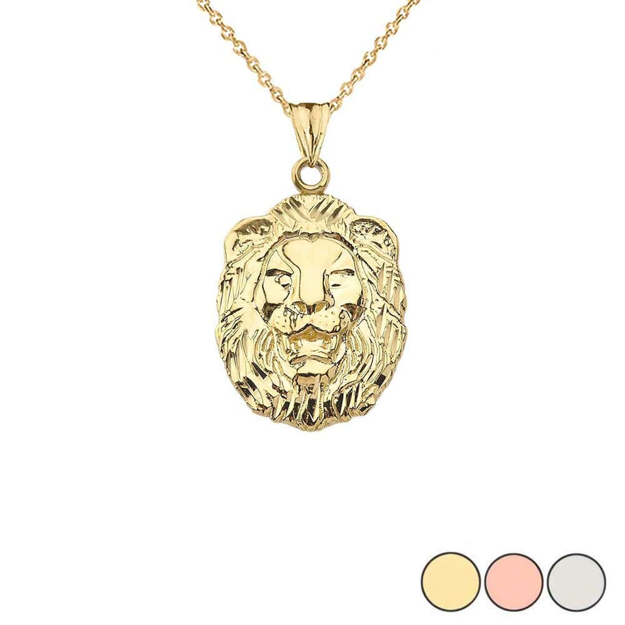 DIAMOND CUT LION PENDANT NECKLACE IN GOLD (YELLOW/ROSE/WHITE) - Walmart.com