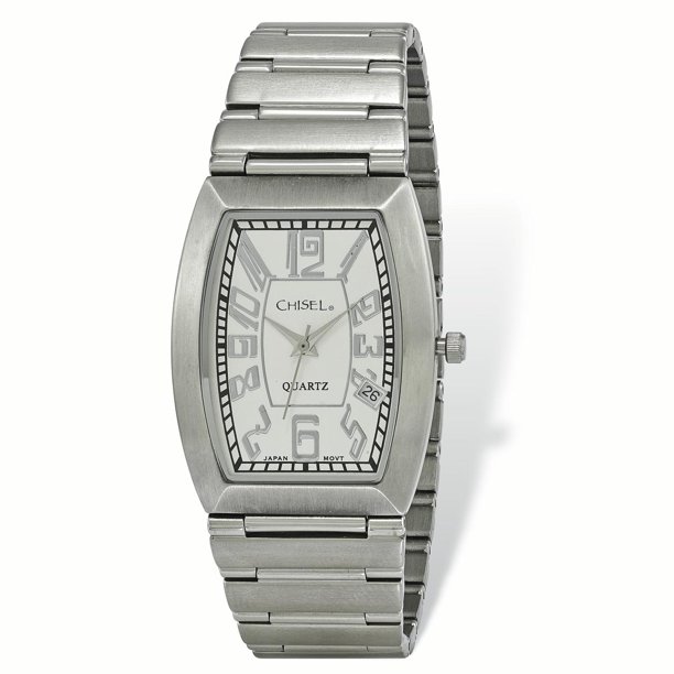 Mens Chisel Stainless Steel White Tonneau Dial Watch - Walmart.com