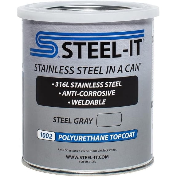 STEEL-IT Polyurethane Topcoat Paint, Gray, 1002Q Quart, Corrosion ...