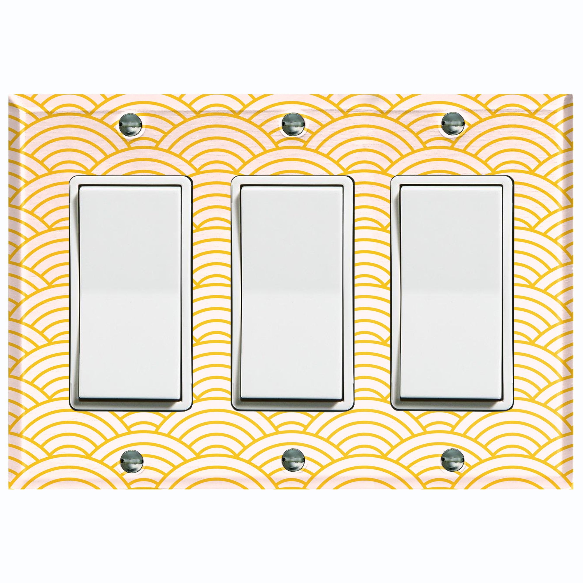 Metal Light Switch Plate Cover Japanese Pattern Yellow Sea Wave ...