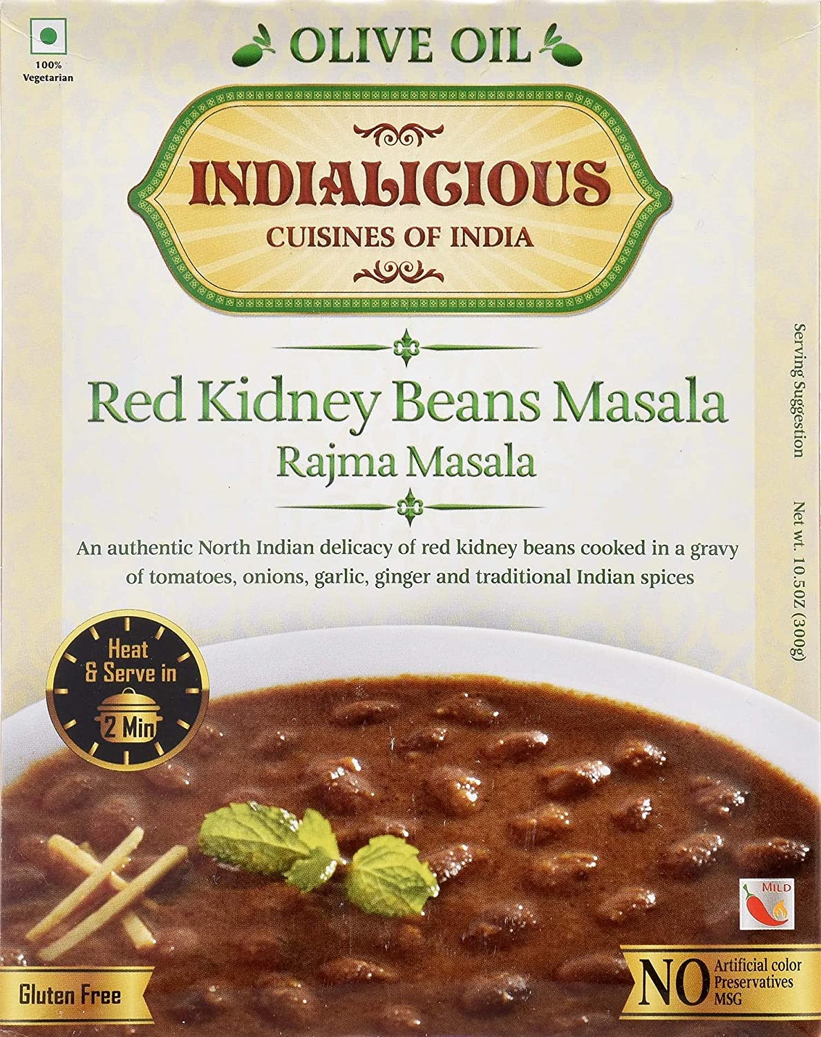 Indialicious Ready to Eat Meal Rajma Masala Cooked with Olive Oil 10.5 ...