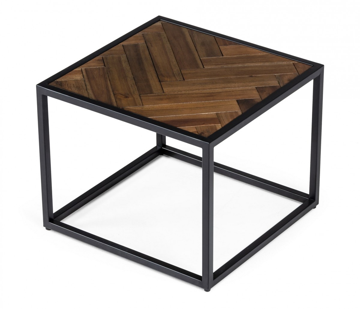 Modern Rustic Brown and Black Chevron Wood and Metal End Table ...