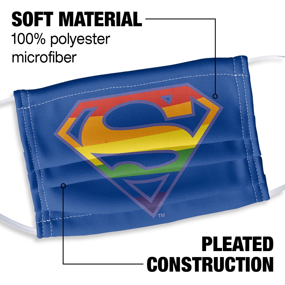 Superman Rainbow Shield Logo Pattern 1-Ply Reusable Face Mask Covering ...