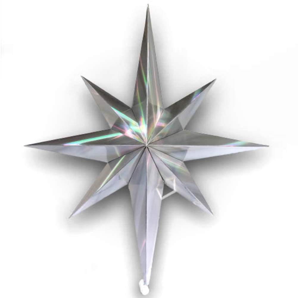 Large Star Christmas Tree Topper (Collapsible) Holographic Silver 11 ...