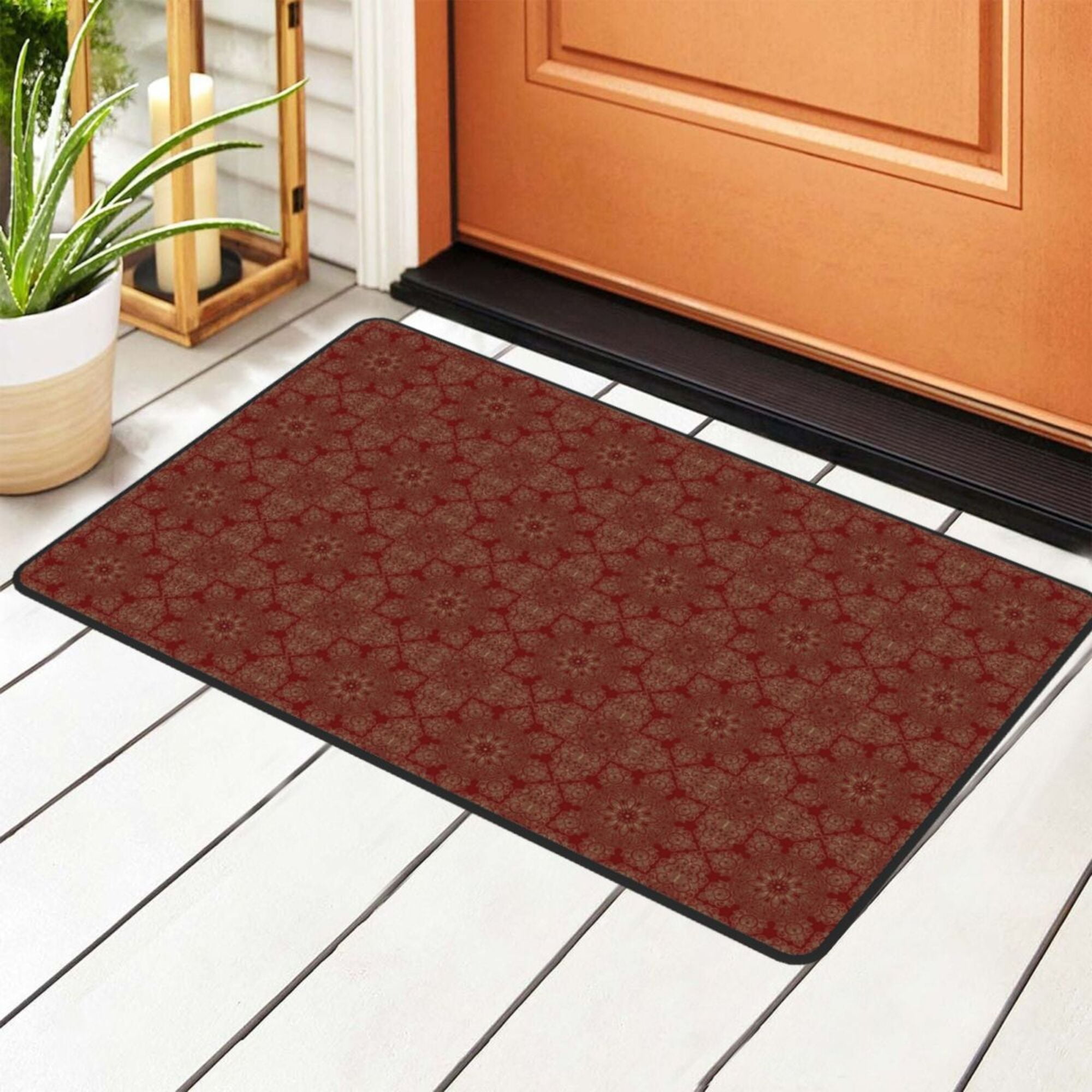 Moroccan Style Red Decor Rugs Doormat, Non-Slip Machine Washable ...