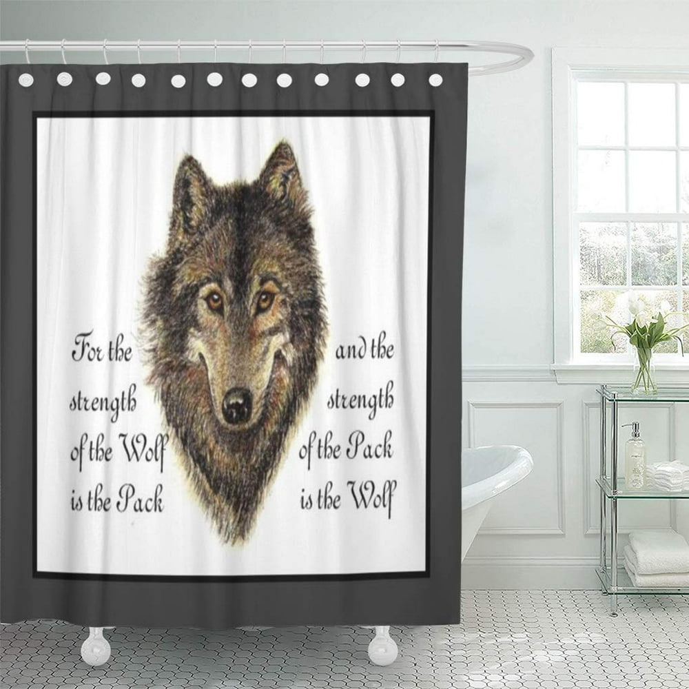 SUTTOM Wolves Watercolor Wolf Pack Wildlife Words Shower Curtain 66x72 ...