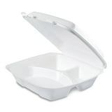 Dart Foam Hinged Lid Container, Performer Perforated Lid, 3-Compartment ...