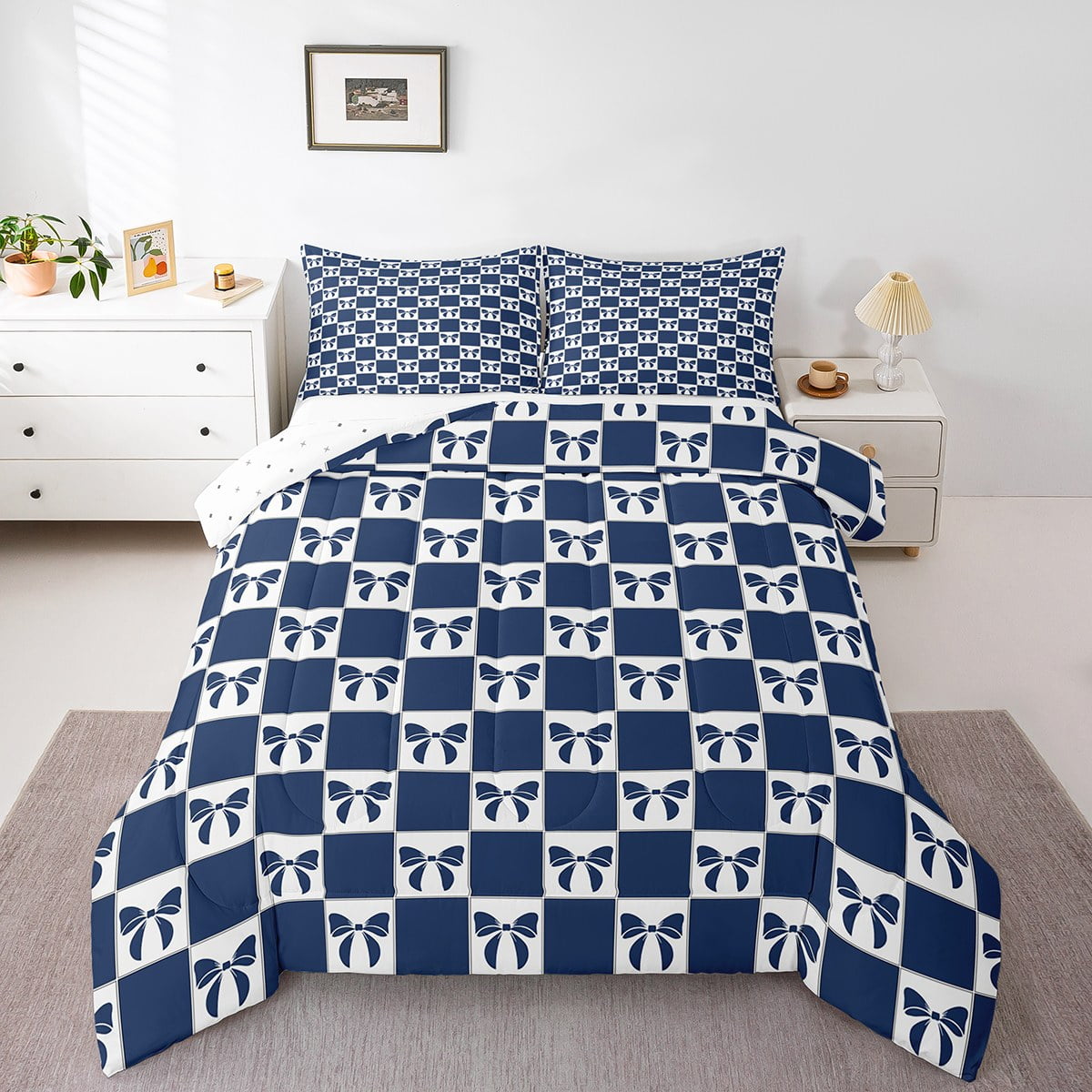Click here for Erosebridal Navy Plaid Bedding Sets Twin With Comf... prices