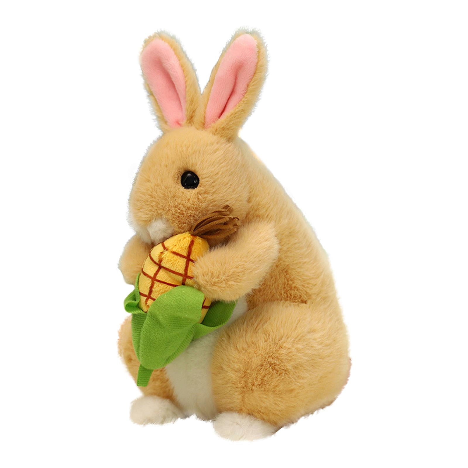 Easter Bunny Plush Rabbit Holding Food Huggable Rabbit Figurine Doll ...