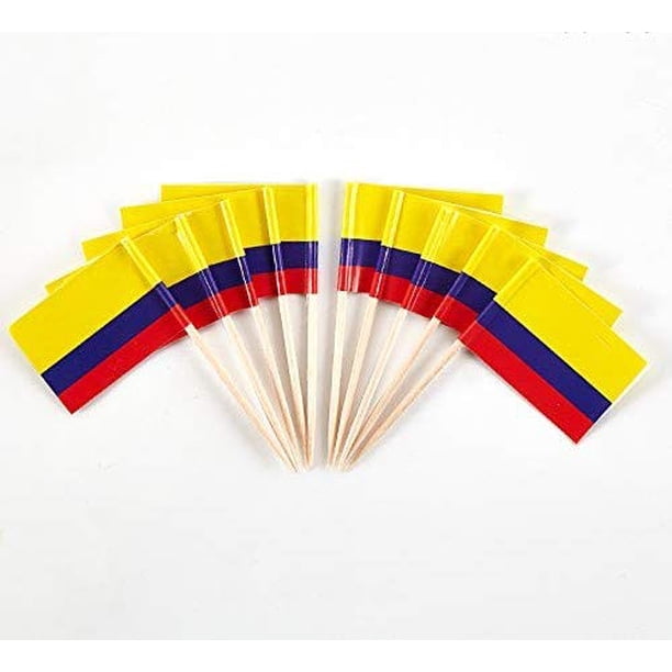 JAVD cYPS 100 Piezas Banderas de Colombia Banderas de Palillos de ...