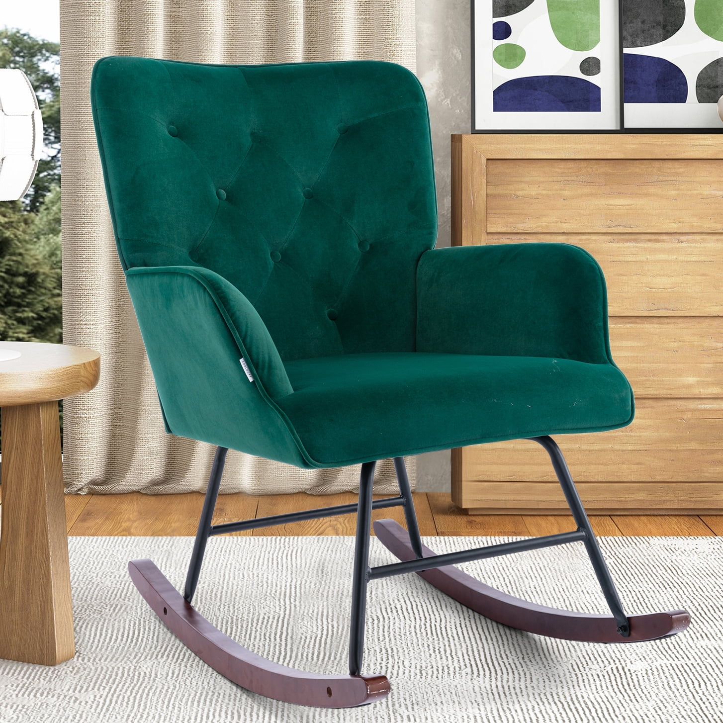 Bellemave Velvet Rocking Chair for Living Room, Bedroom, Baby Nursery ...