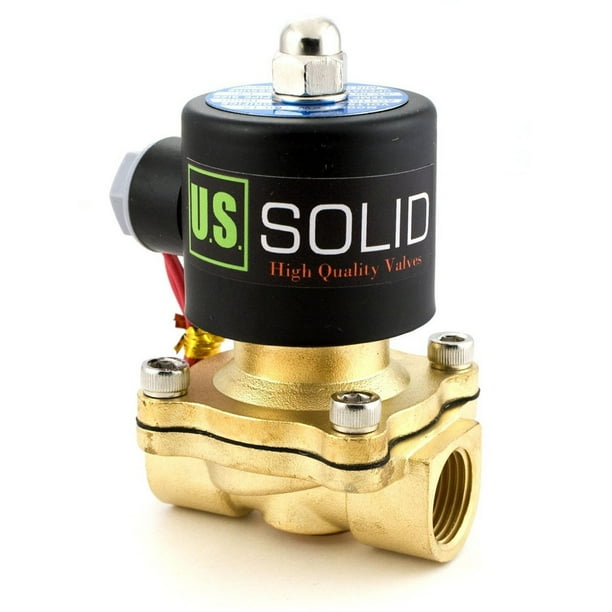 U.S. Solid 1/2" NPT Brass Electric Solenoid Valve AC 110V VITON Semi-Direct Normally Closed ...