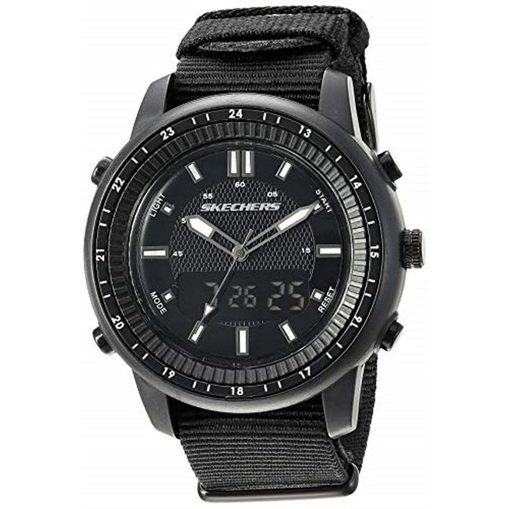 Skechers - skechers men's lawndale quartz watch with nylon strap, black ...