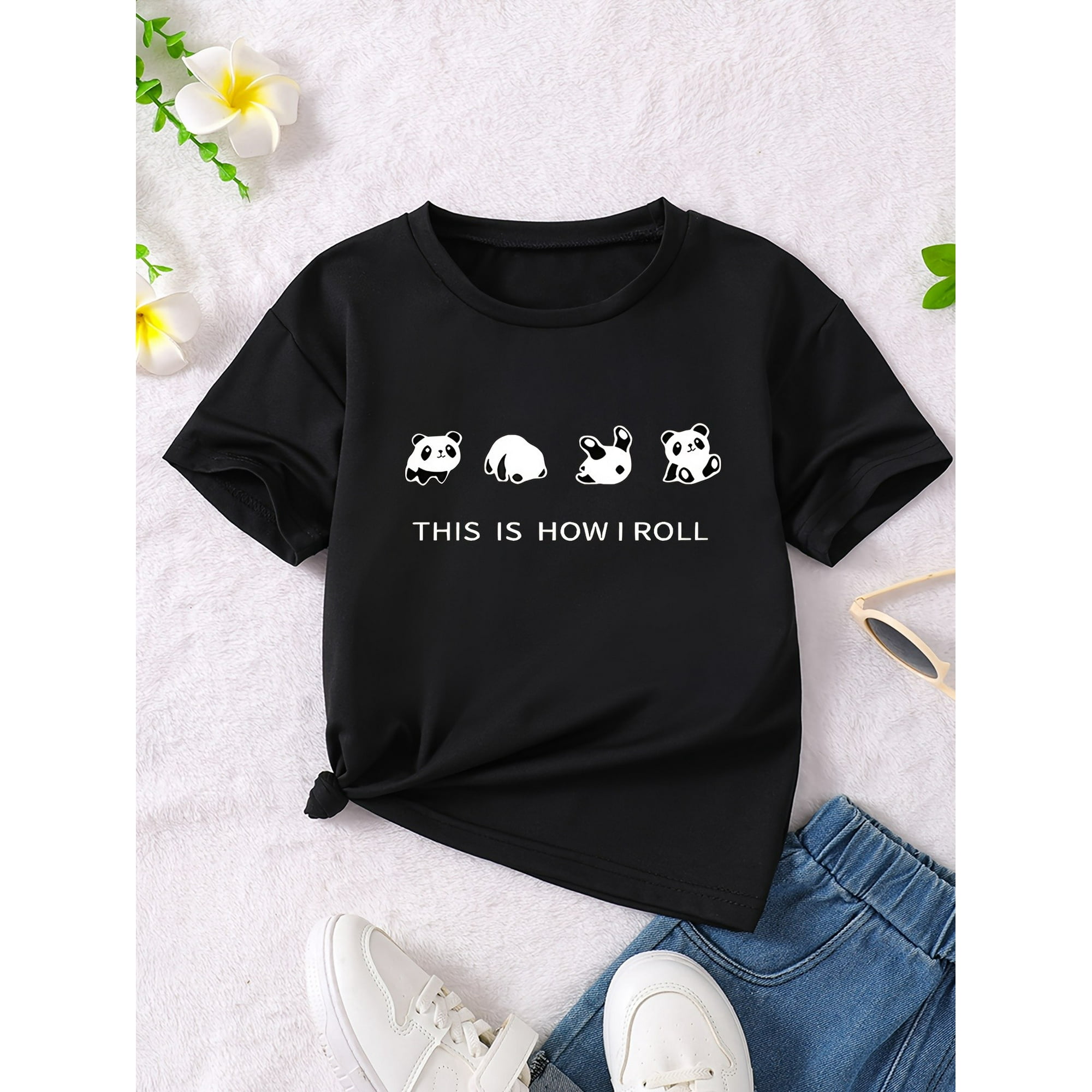 Click here for Generic Adorable Panda & Bunny Graphic Girls T-Shi... prices