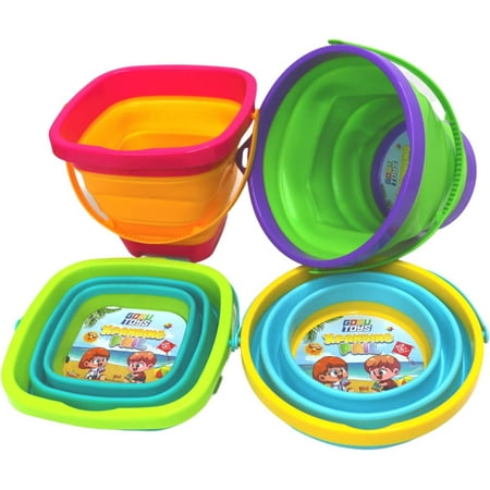 HTWW Foldable Sand Bucket Expandable Sand Pail Square and Circle for ...