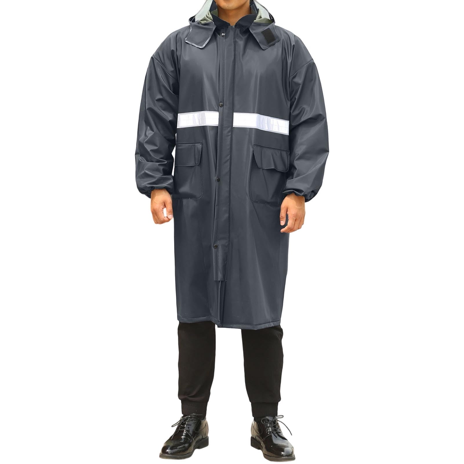 LOVZFMLL Jackets for Men Rainstorm Proof Long Raincoat PVC Hiking ...