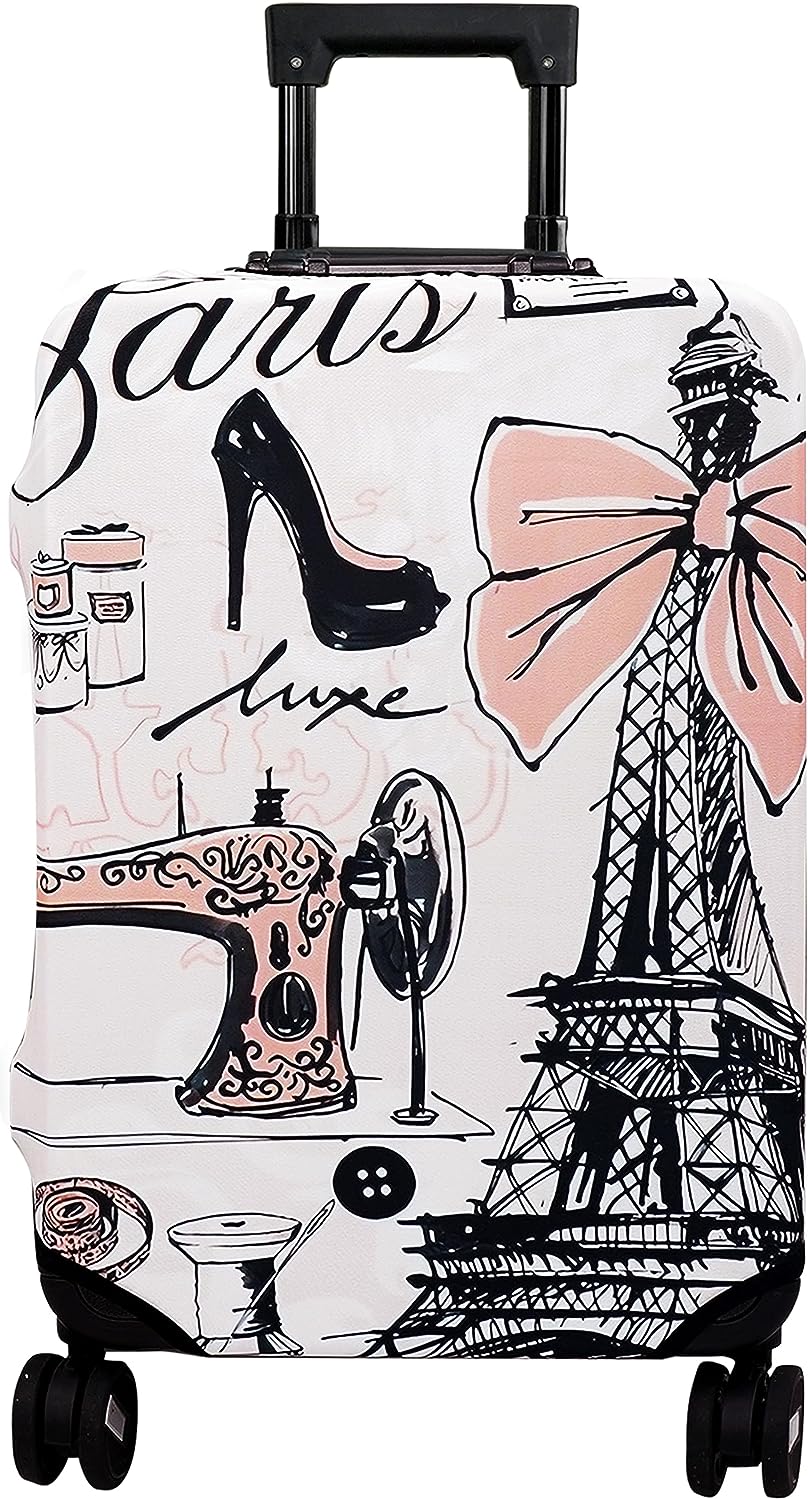 Luggage Cover Approved Travel Suitcase Protector Girls Pink Bow Tie ...