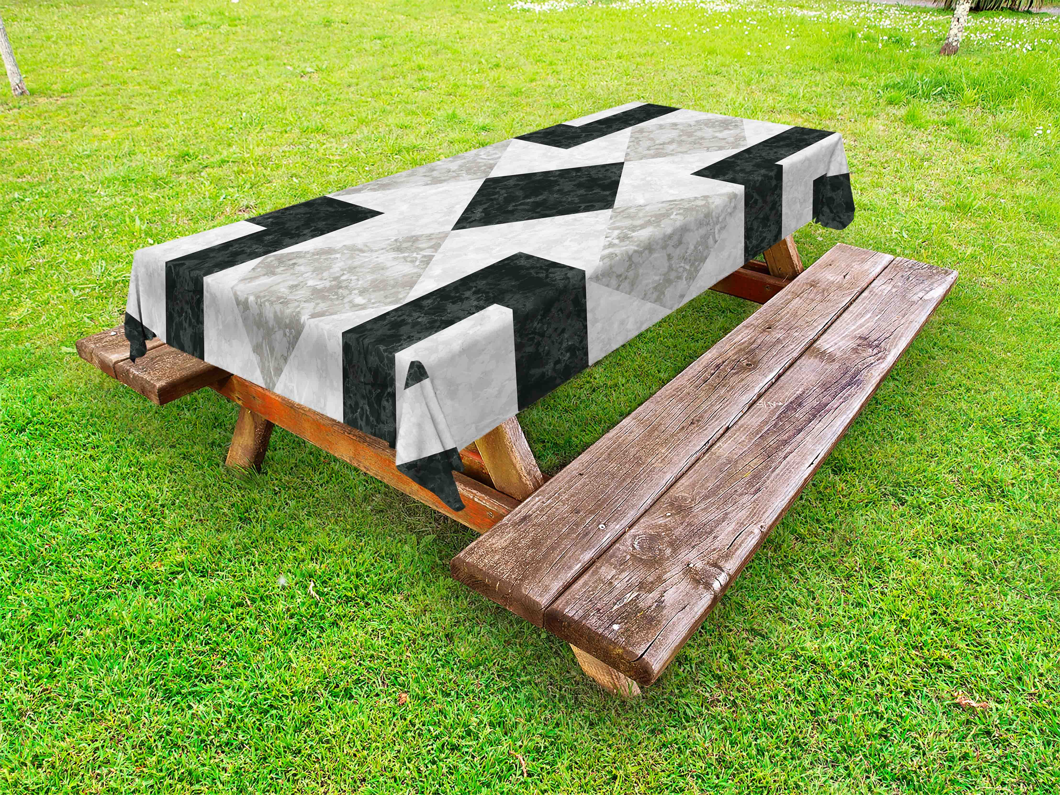 Marble Outdoor Tablecloth, Nostalgic Marble Stone Mosaic Regular Design ...